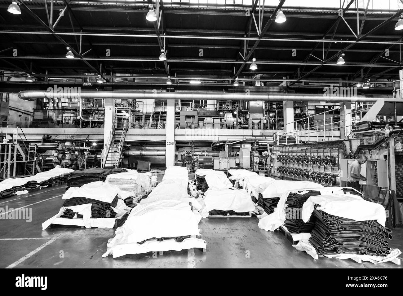 The interior of machinery on the rubber assembly line in Johannesburg ...