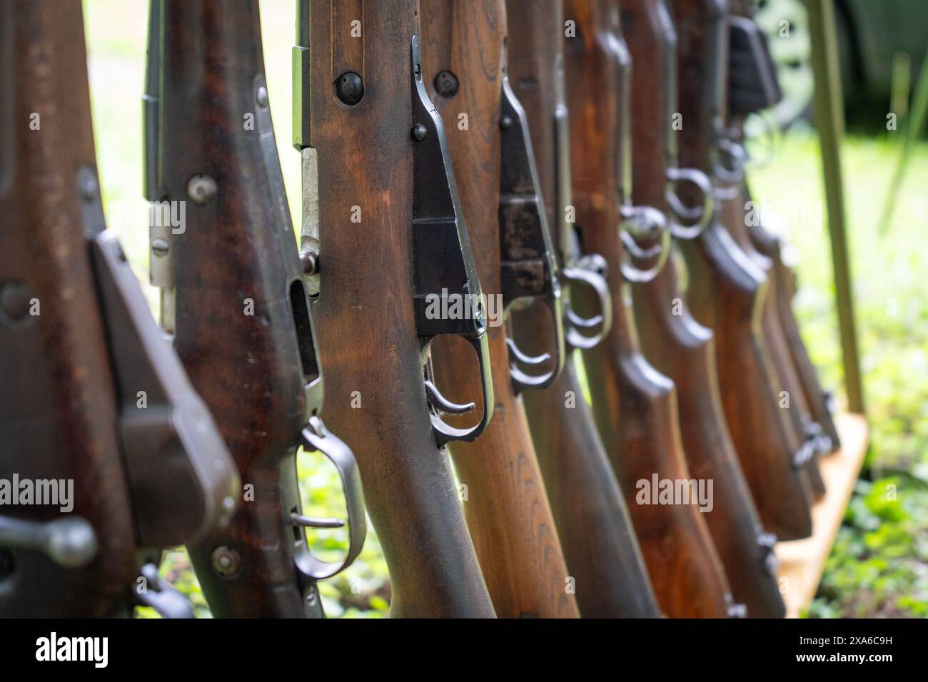 First and Second World War rifles lined up Stock Photo - Alamy