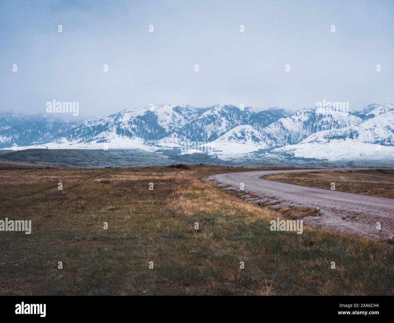 A scenic view of the landscapes around Casper, Wyoming on a cloudy day ...