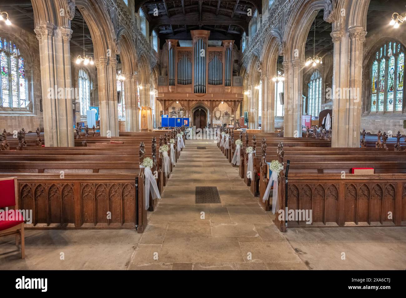 Inside view of a church looking up the aisle Stock Photo - Alamy