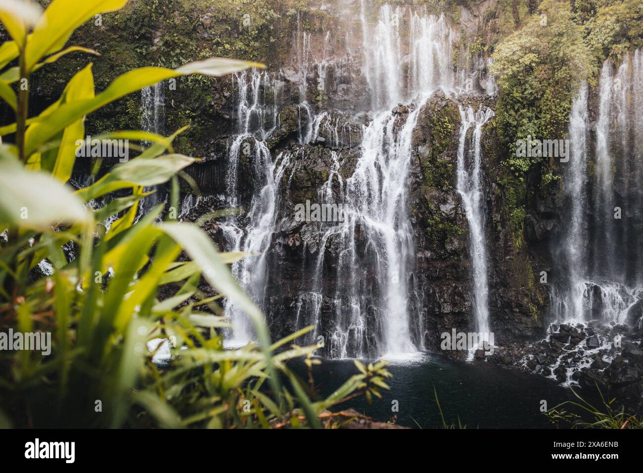 A beautiful landscape of Langevin waterfall (Grand Galet) on Reunion ...