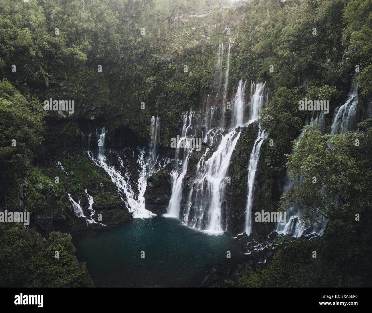A beautiful landscape of Langevin waterfall (Grand Galet) on Reunion ...