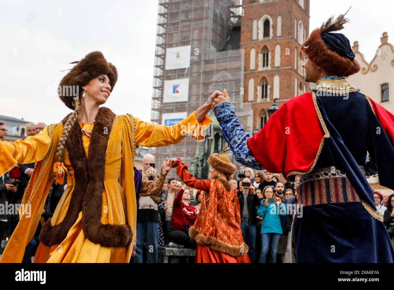 Krakow, Poland, June 4, 2024. Cracovia Danza dancers perform a Polonez ...
