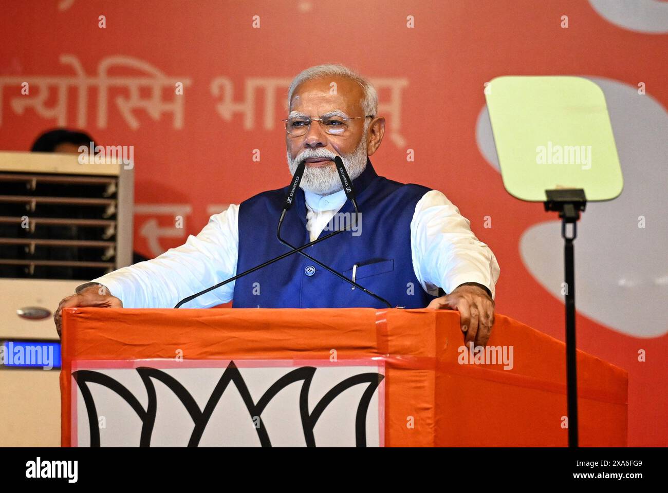 NEW DELHI, INDIA - JUNE 4: Prime Minister Narendra Modi during celebration at BJP HQ as the ...