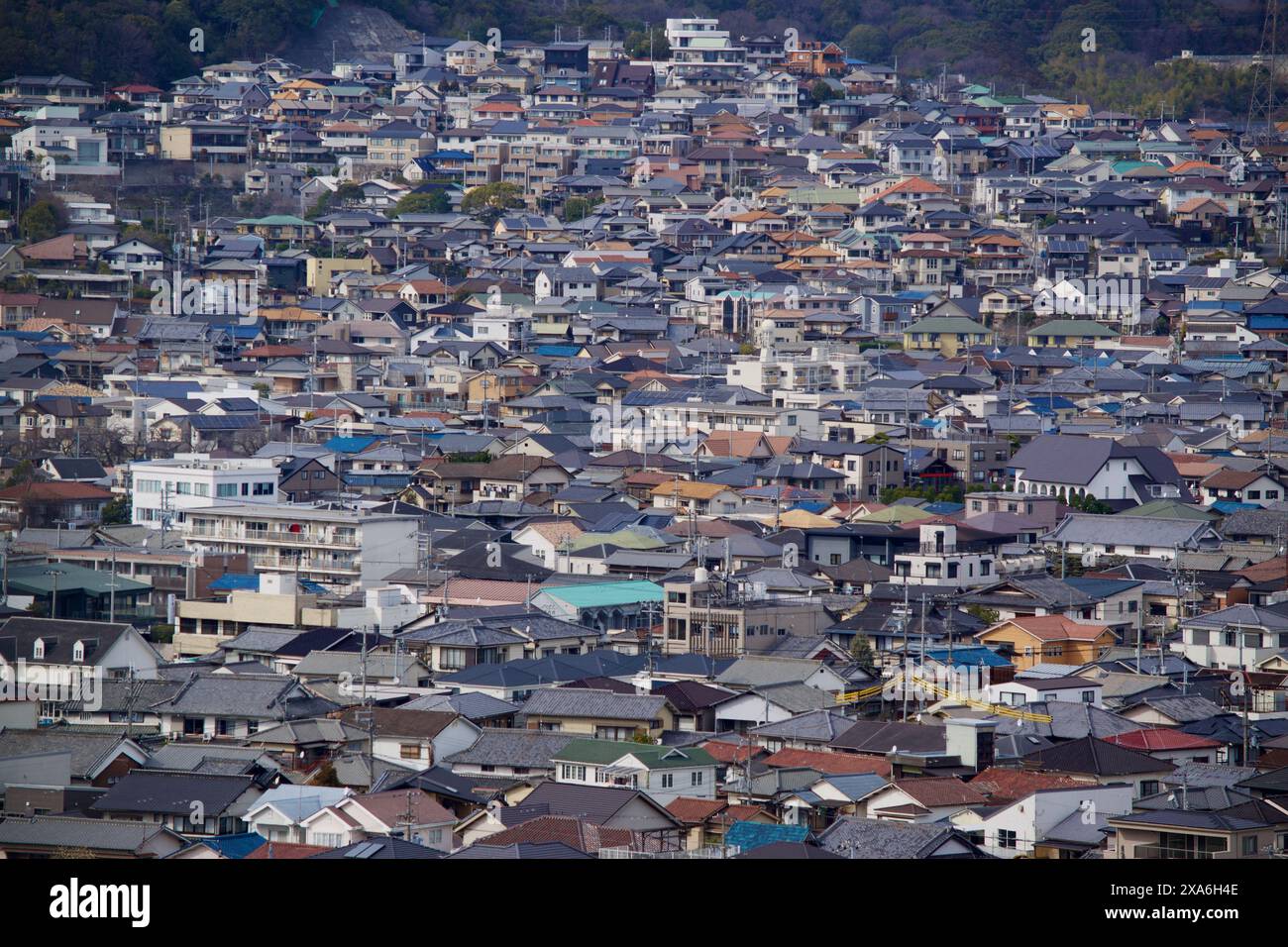 Suburban and residential neighborhood of Himeji in Japan. Full of ...