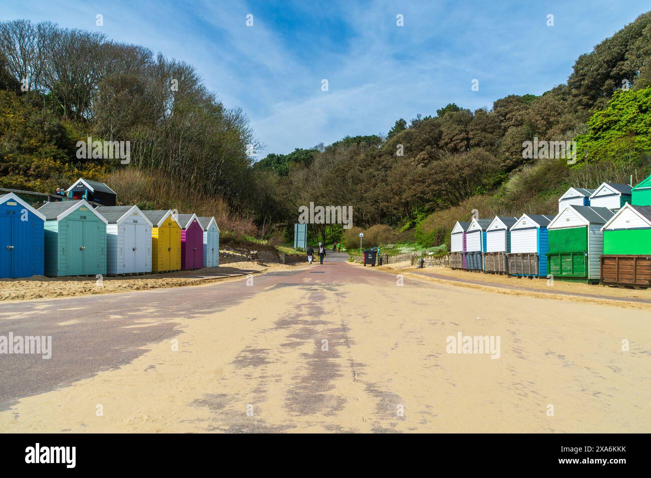 Bournemouth, UK - April 12th 2024: Beach huts at the entrance to the ...