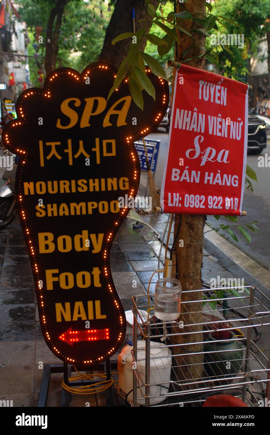 Signs for a Spa, Hanoi, Vietnam Stock Photo - Alamy