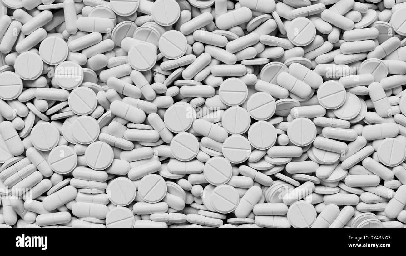 White tablets fill the screen, pills background . Drugs, pills, tablets ...