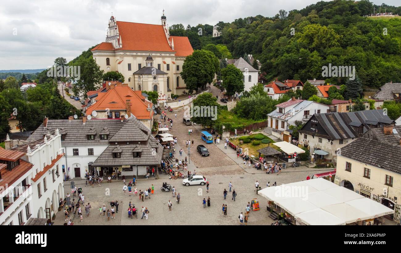 Aerial view of the main square (rynek) of the charming town of ...