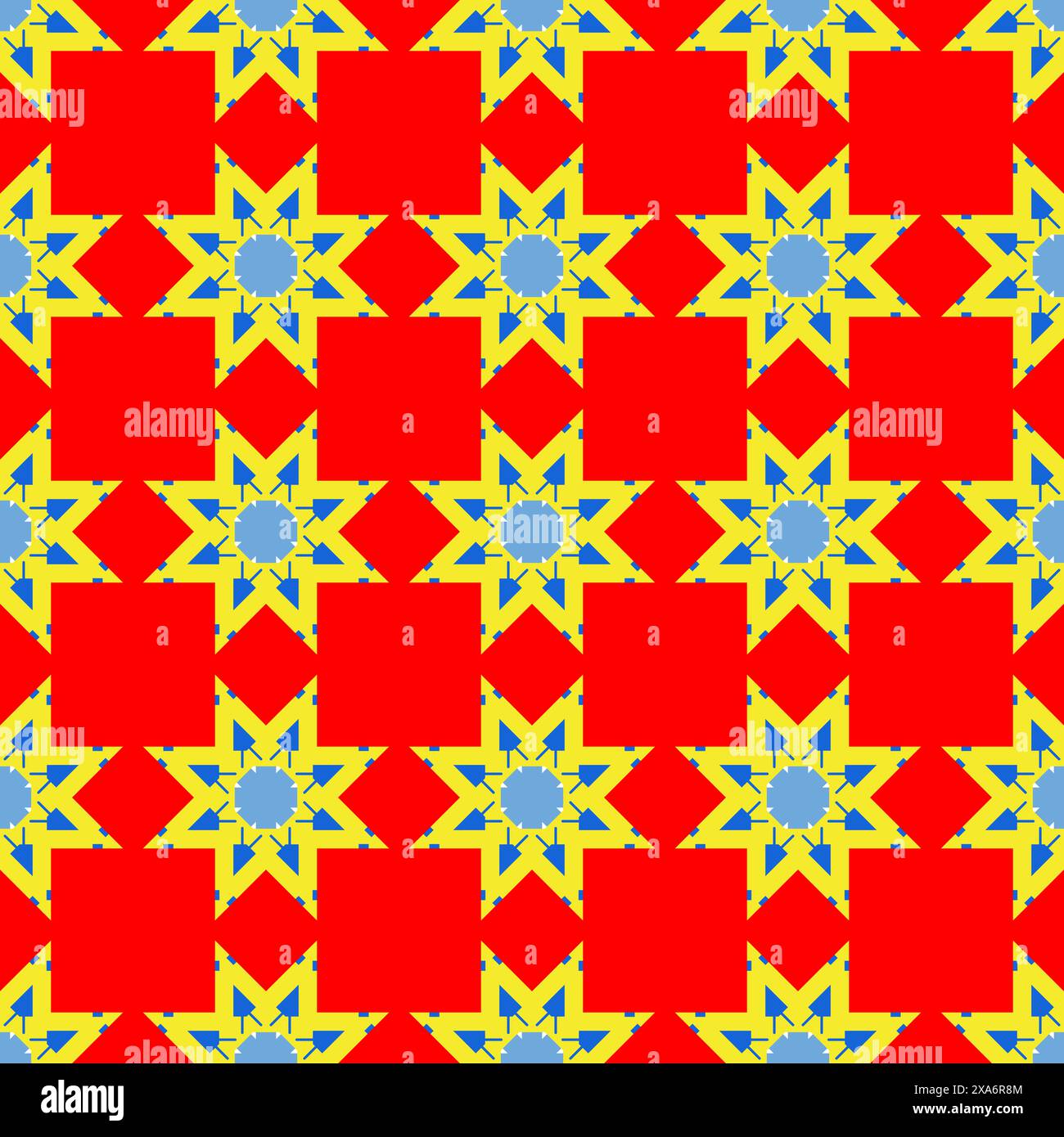 The Red and yellow tile with blue stars, white stars in the background ...