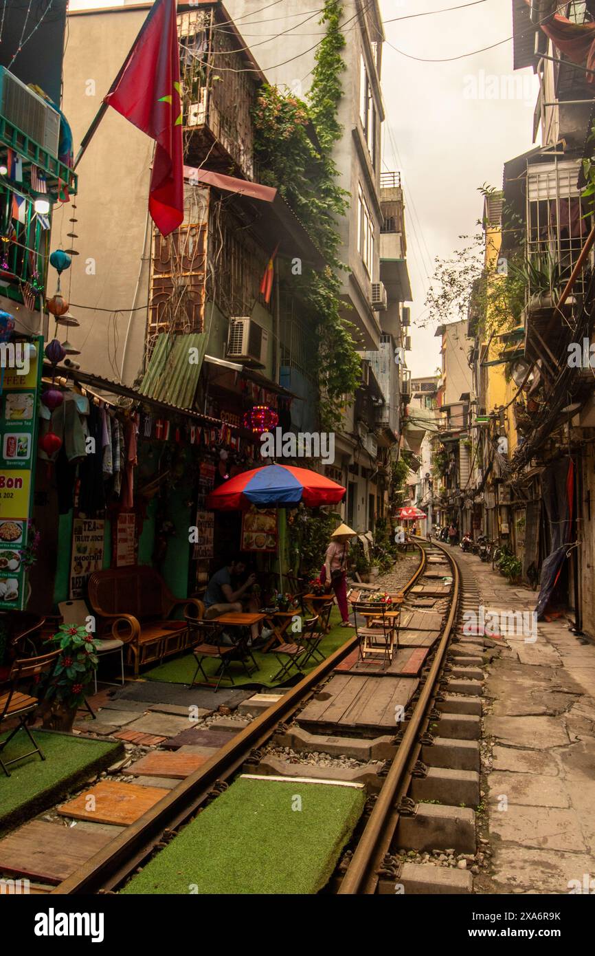 Exciting and bucket list must see tourist Mecca view along the unique Hanoi Train Street ...