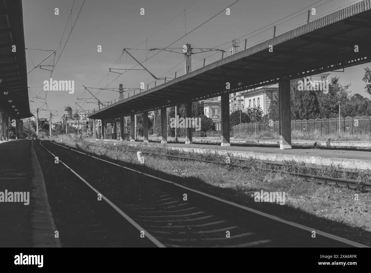 A grayscale of Nicolina train station in Iasi, Romania Stock Photo - Alamy