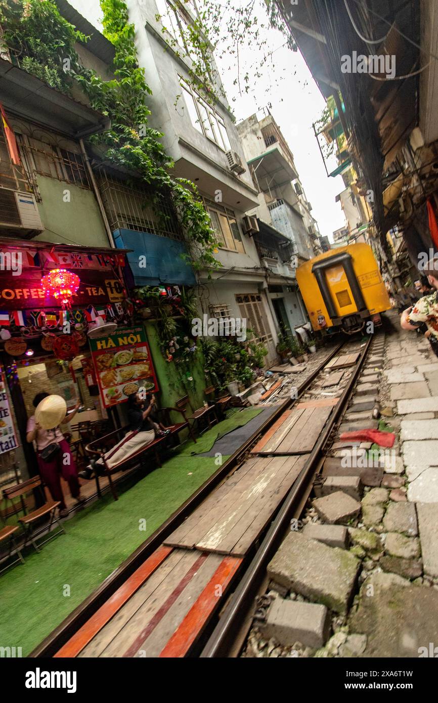 Exciting and bucket list must see tourist Mecca view along the unique Hanoi Train Street ...