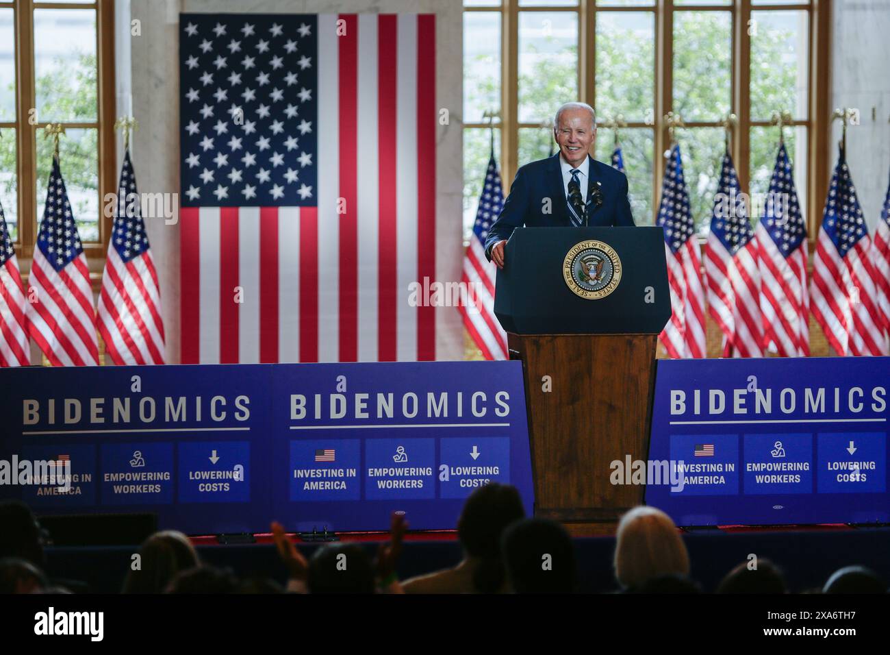 President Joe Biden delivers a speech on “Bidenomics”, his ...