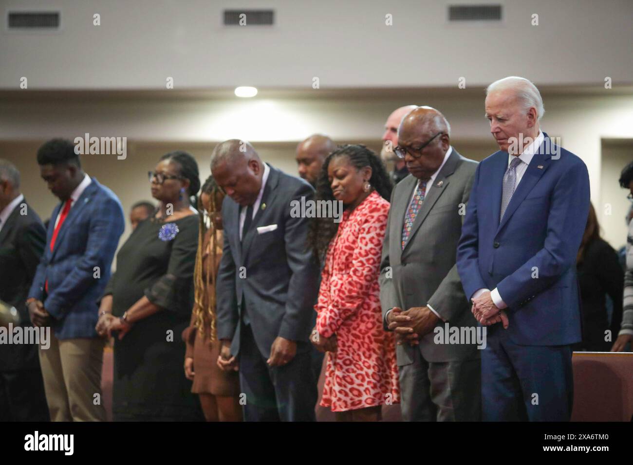 President Joe Biden attends church with Representative Jim Clyburn, in ...