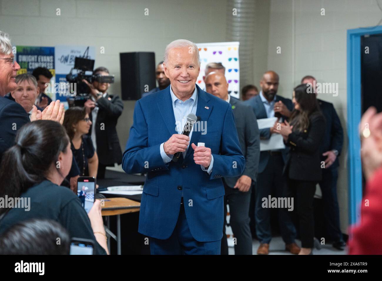 President Joe Biden and Joe Kennedy III give remarks during a canvas ...