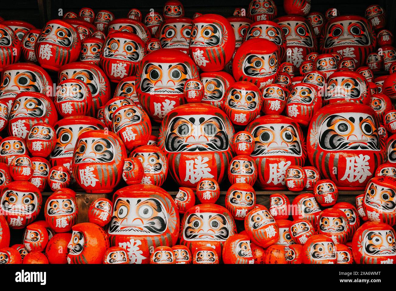 A close-up of the traditional Daruma dolls displayed Stock Photo - Alamy