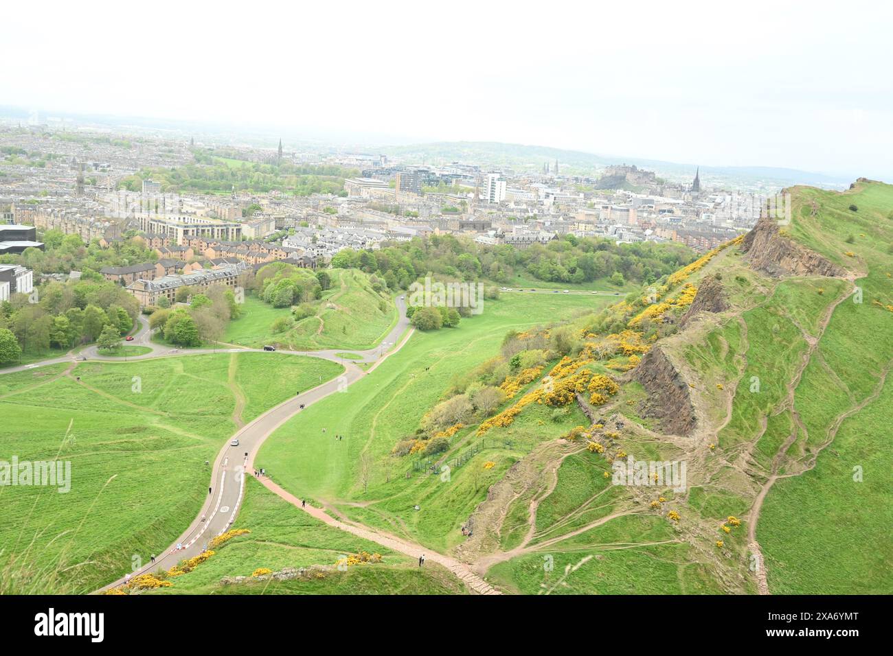 The hiills with road and buildings in the distance Stock Photo - Alamy