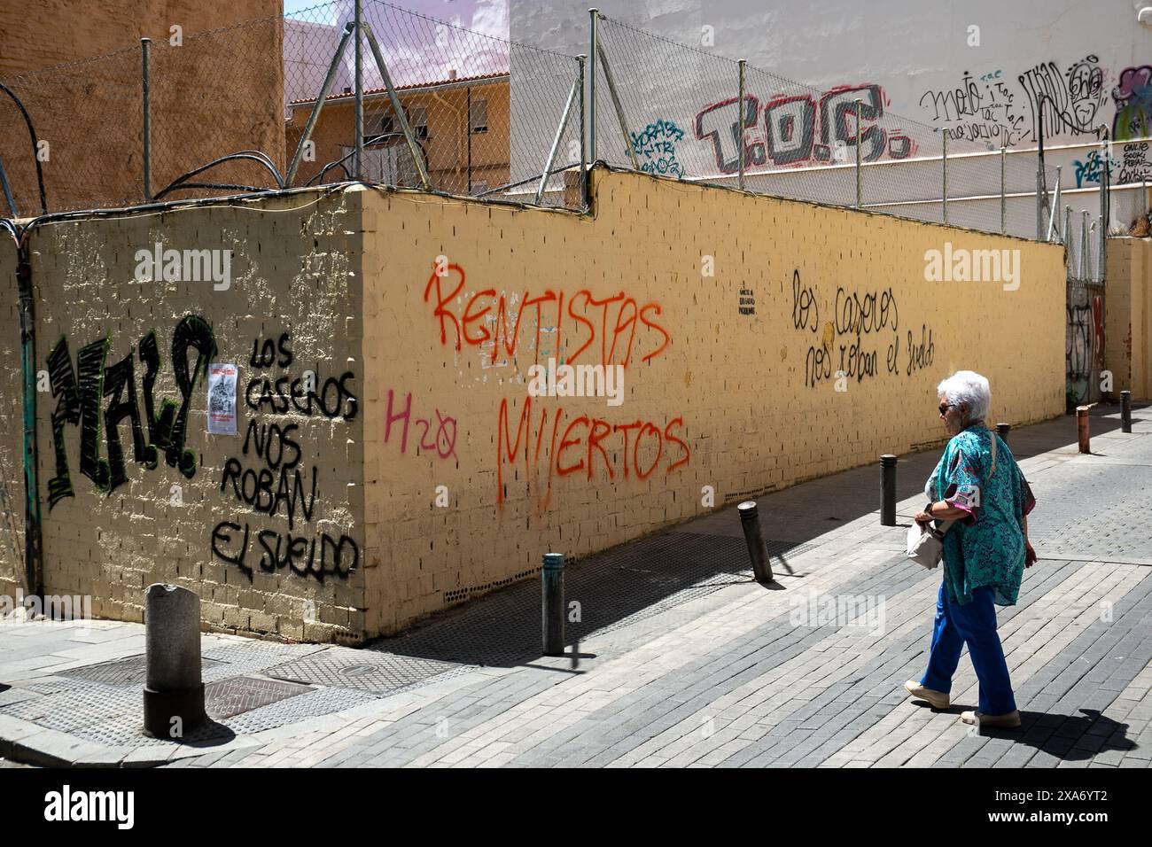 Madrid, Spain. 01st June, 2024. Graffiti against mass tourism and ...