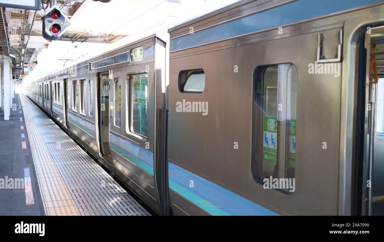 Otsuki, Japan - 14 May 2024: a common train arrival in Otsuki train ...