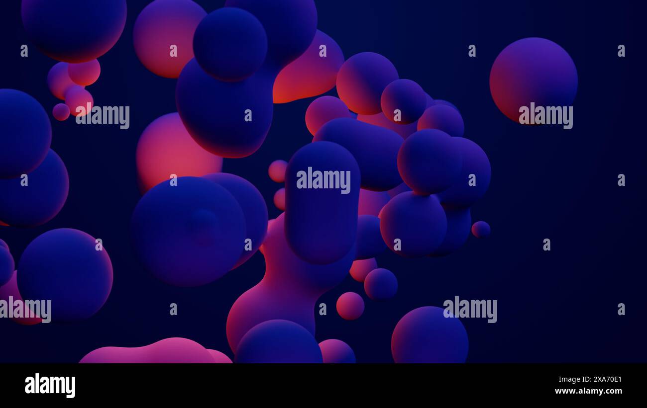 Metaverse 3d render morphing animation pink purple abstract metaball ...