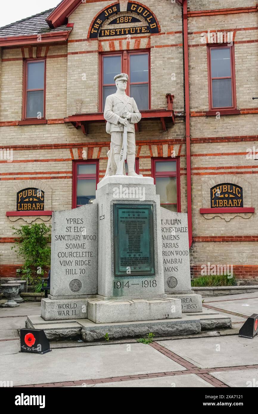 World war 2 memorial statue in front of Uxbridge public library ...