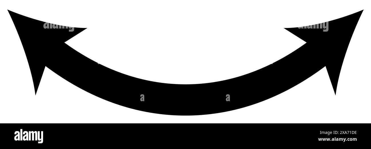 Dual sided curved arc arrow shape. Double ended arrow illustration ...