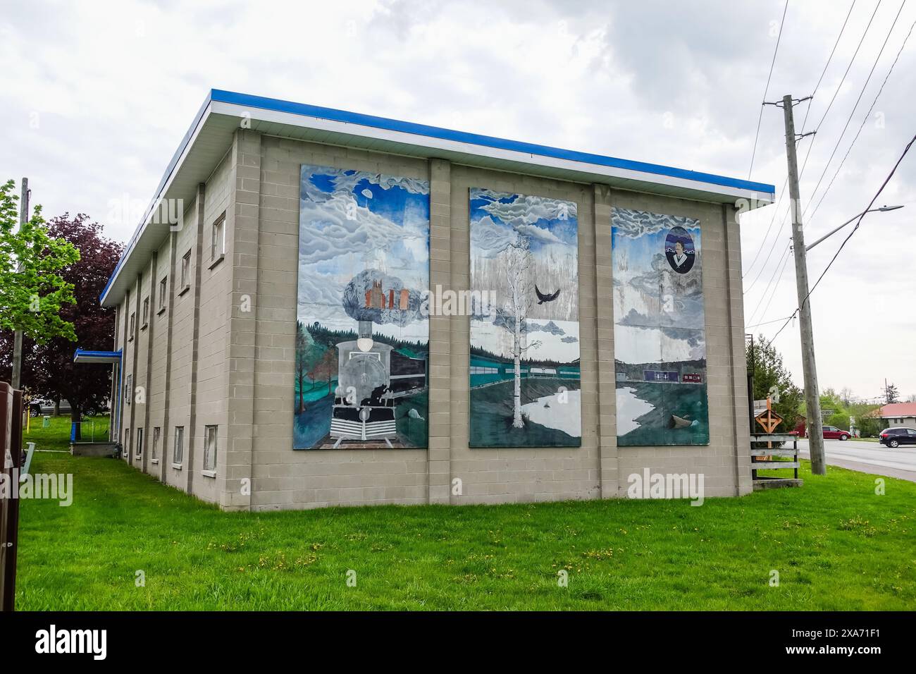 Wall mural of Canadian railway train in Uxbridge, Ontario, Canada Stock ...