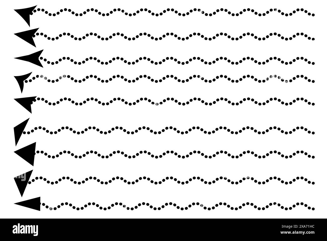 Arrow wavy icons illustration. Simple black arrow pointer Stock Vector ...