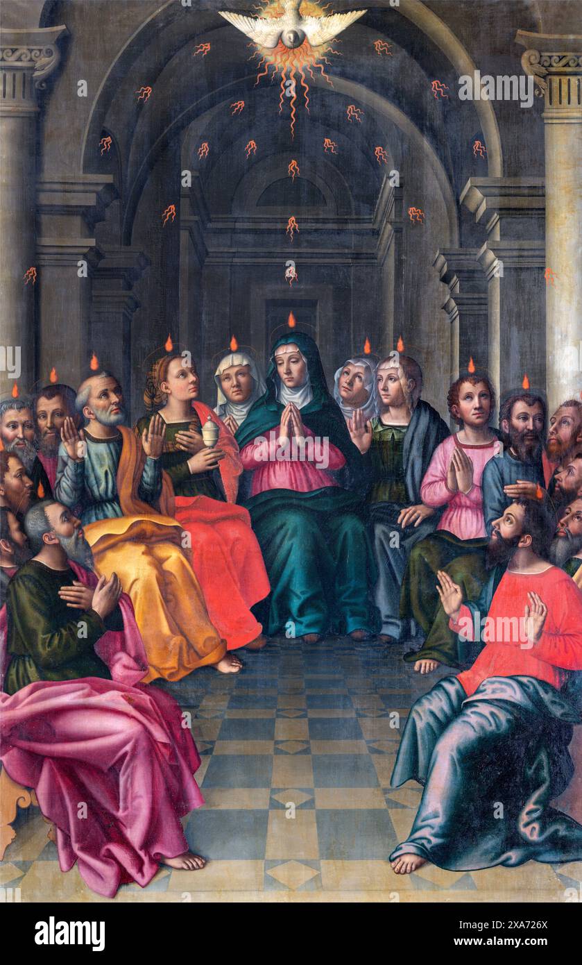 PERUGIA, ITALY - MAY 15, 2024: The painting of Pentecost in the church ...