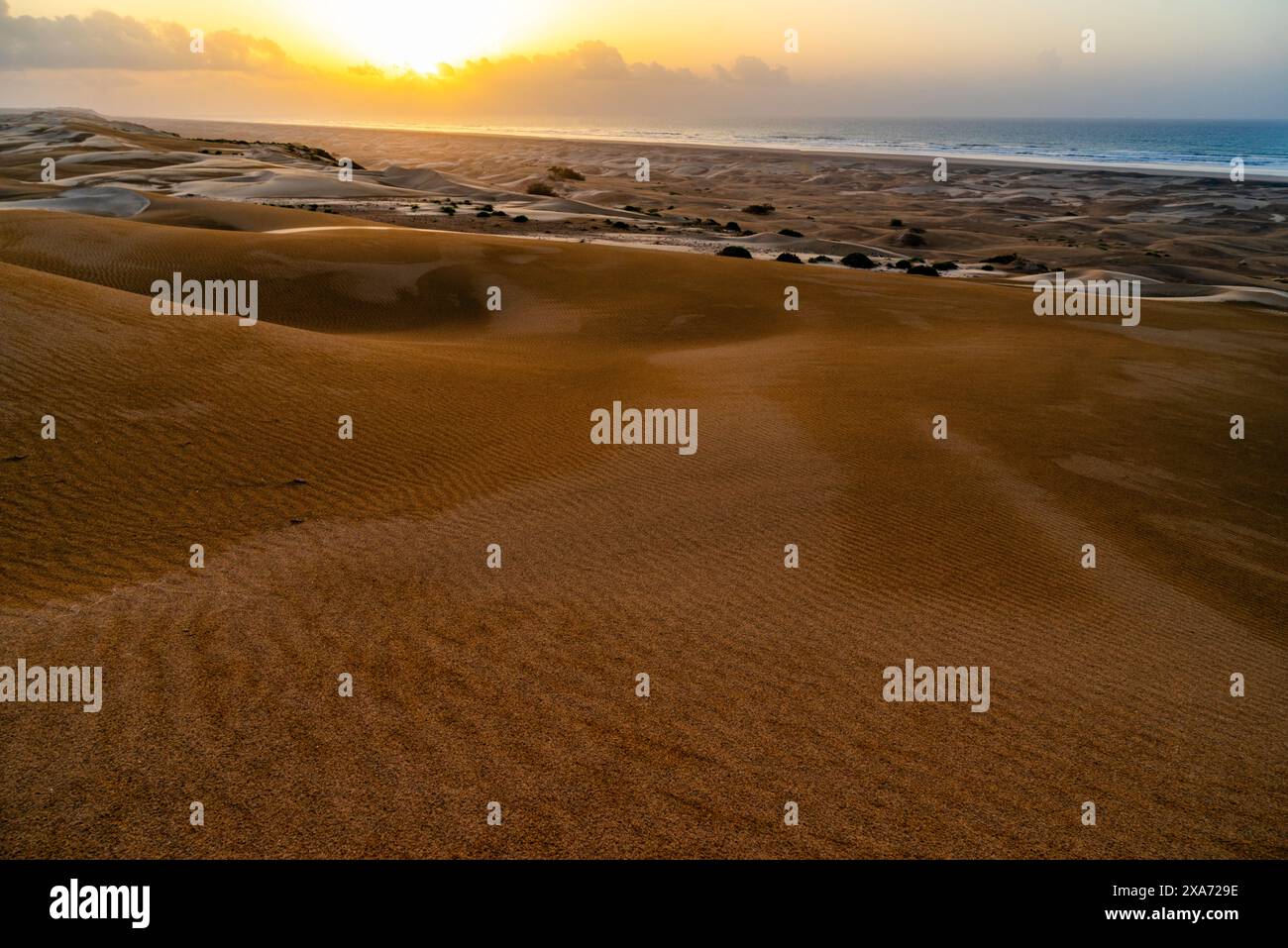 Africa, Morocco, Plage blanche, the white beach, dune landscape on the ...