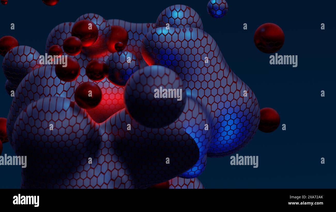 Abstract neon multicolored metaball with scale reptile texture meta ...