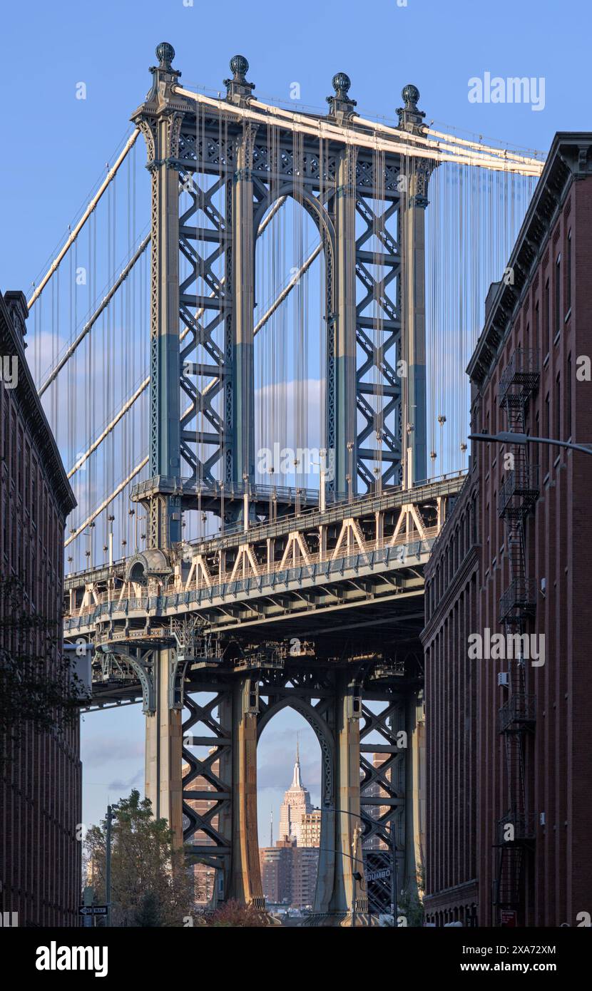 manhattan bridge view from dumbo (over the hudson river to brooklyn ...