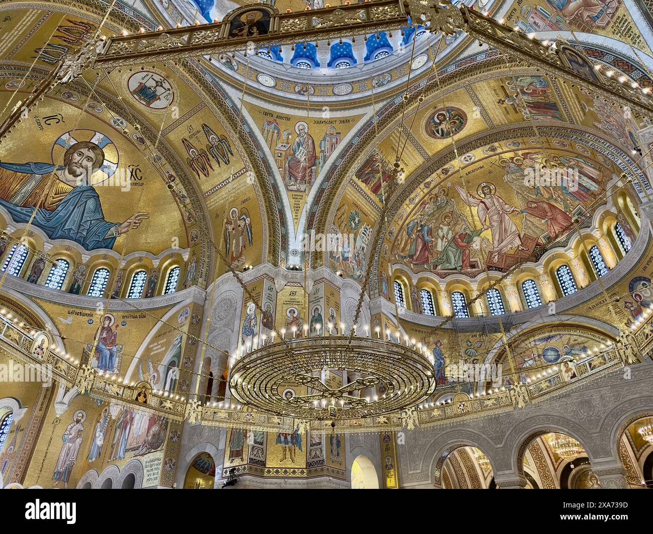 Interior of a grand church with a golden painted ceiling Stock Photo ...