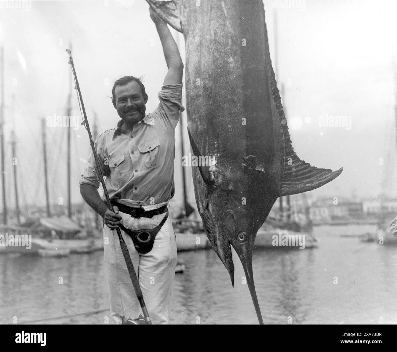 July 1934 Ernest Hemingway with marlin. Havana Harbor, Cuba. Kennedy ...
