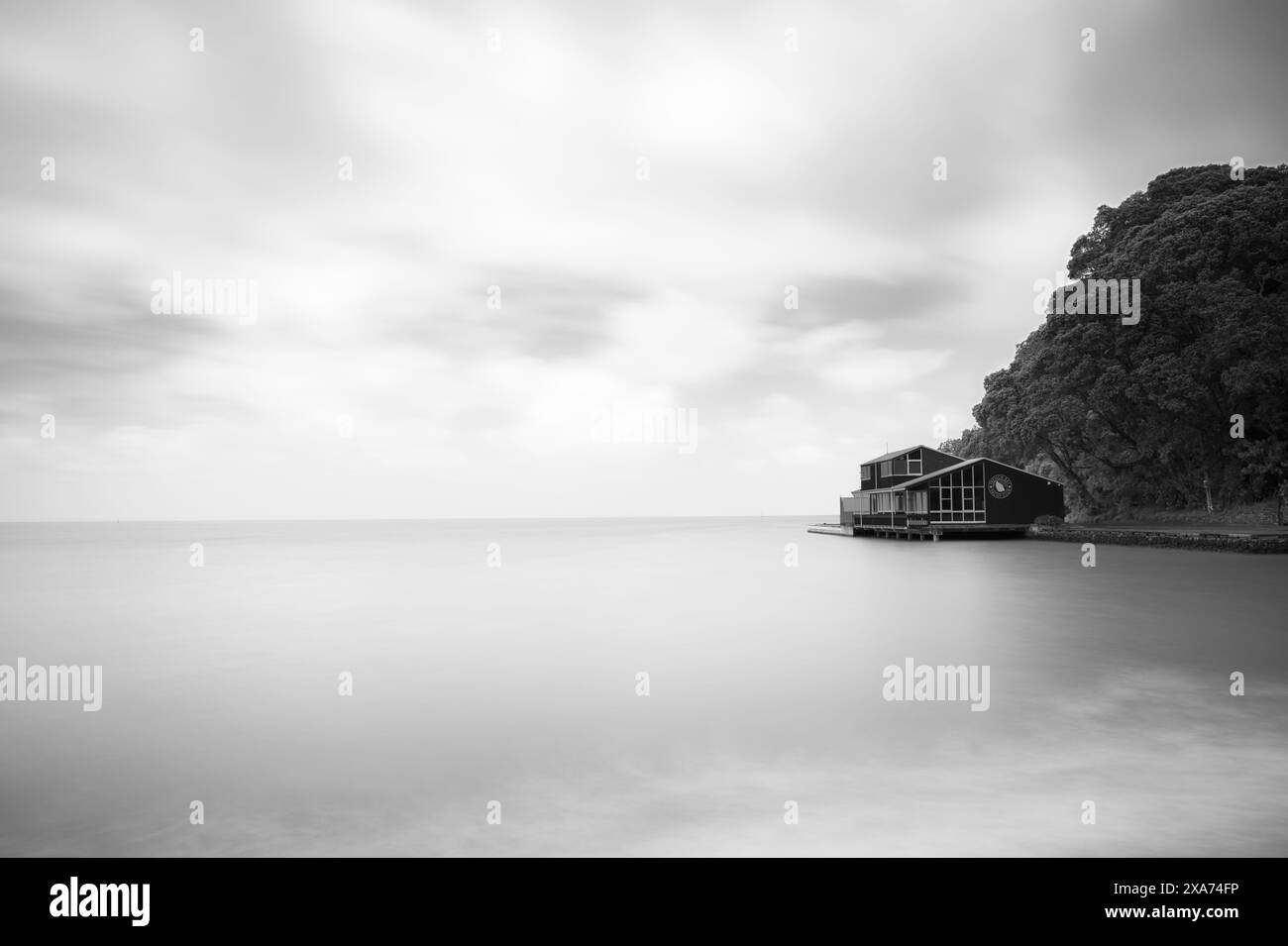 Black and White image of French Bay, Manukau Harbour, Auckland Stock ...