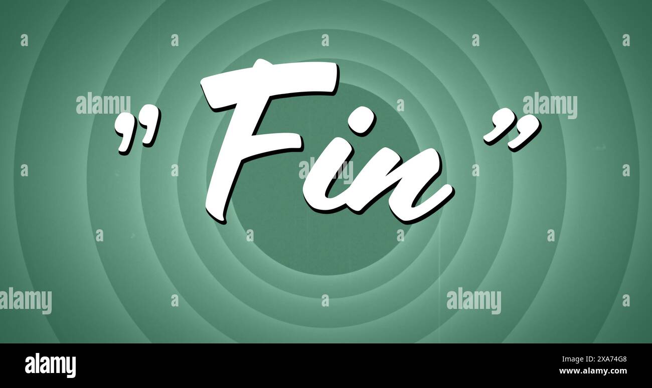 Image of fin text over vintage green circles in the green background ...