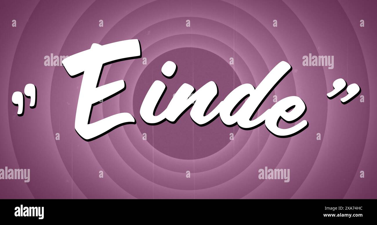 Image of einde text over vintage purple circles in the purple ...