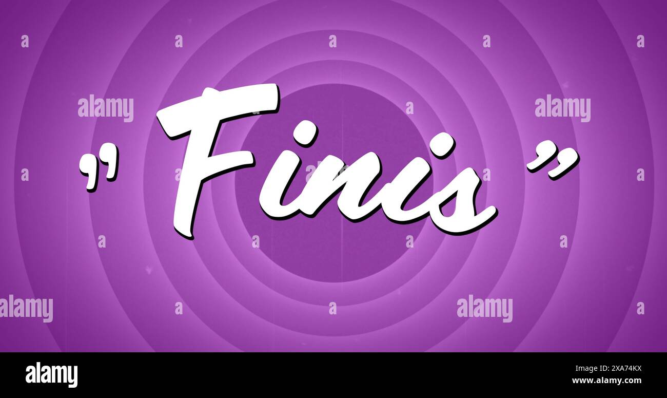 Image of finis text over vintage purple circles in the purple ...