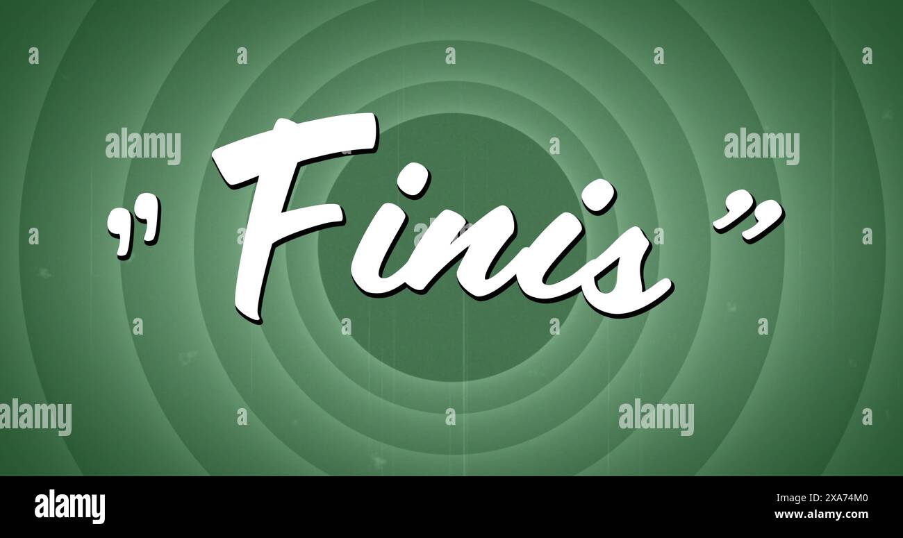 Image of finis text over vintage green circles in the green background ...