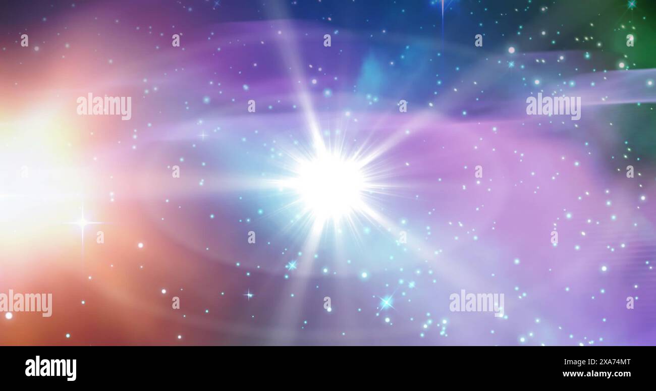 Image of stars and lights over blue and black background Stock Photo ...