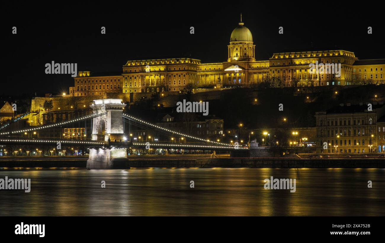 An aerial night view of Budapest cityscape Stock Photo - Alamy
