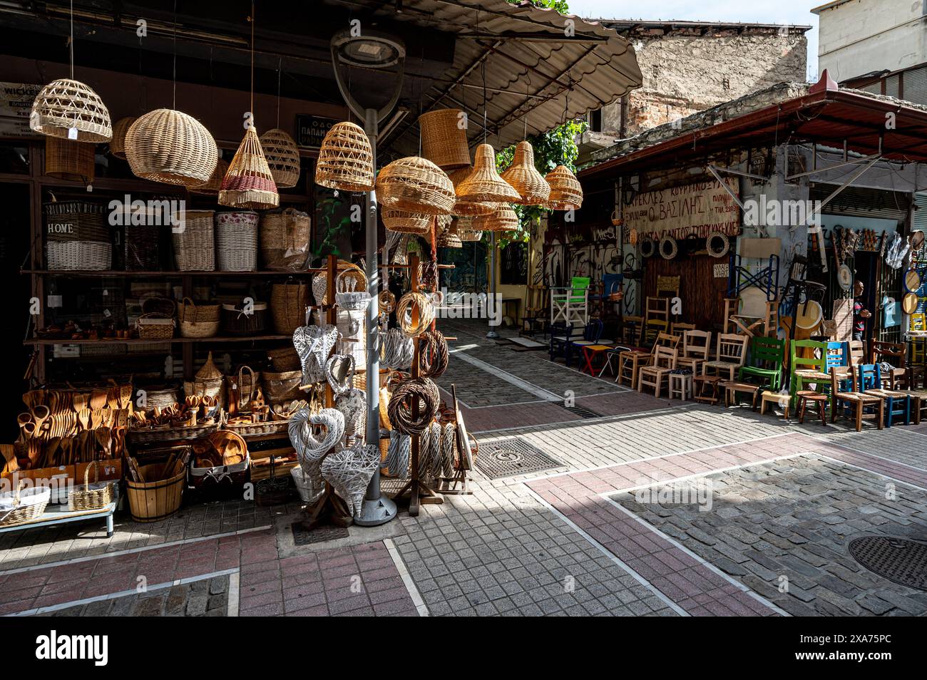 An empty open-air market with various goods for sale Stock Photo - Alamy
