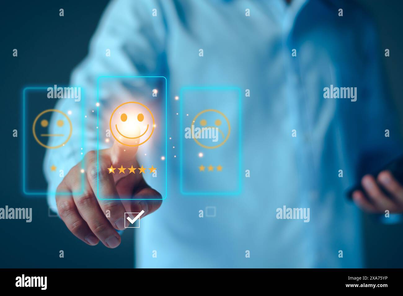 Customer service and Satisfaction ,business man giving Feedback ...