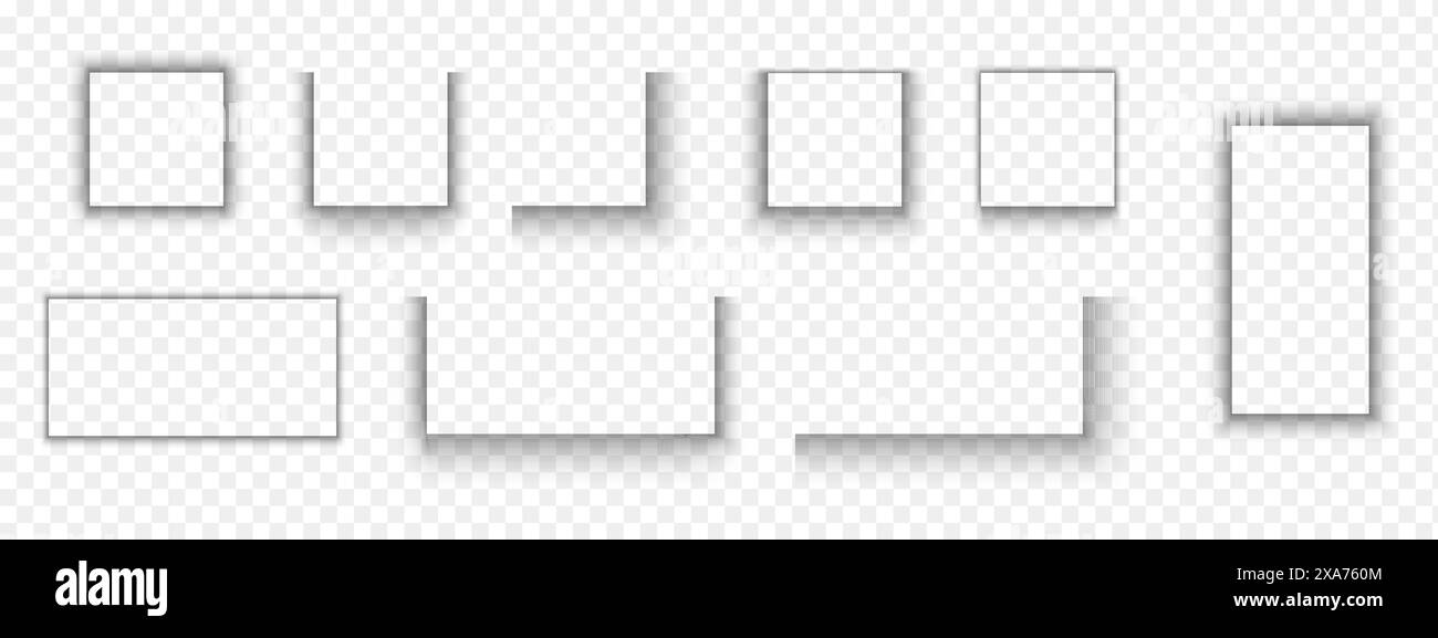 Set of paper page or packing box shadow effects. Soft blurry shapes ...