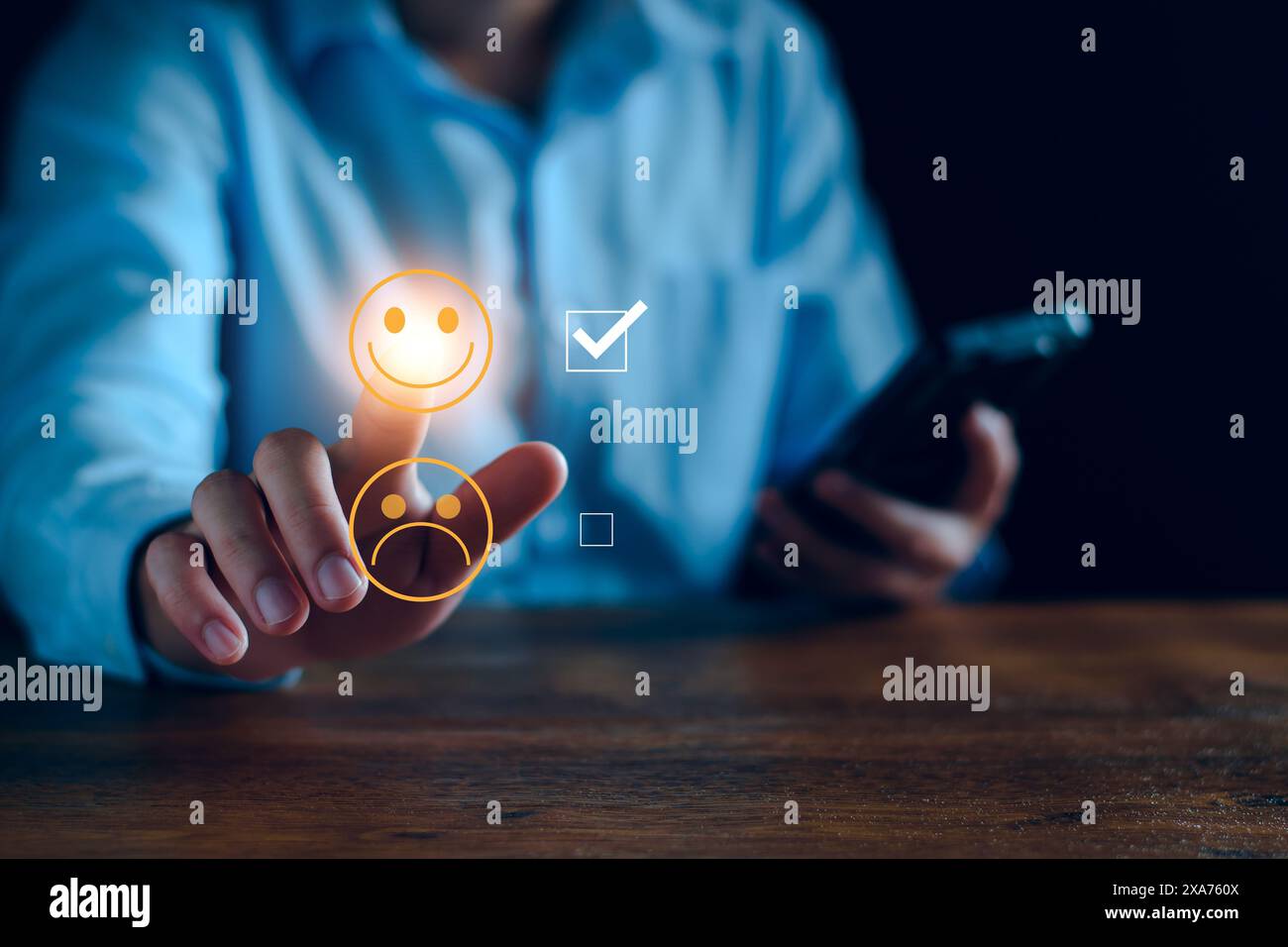 Customer service and Satisfaction ,business man giving Feedback ...