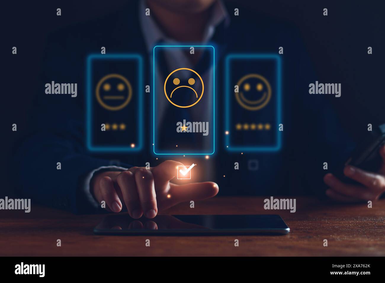 Bad service concept. Customer rating low satisfaction, unhappy customer ...