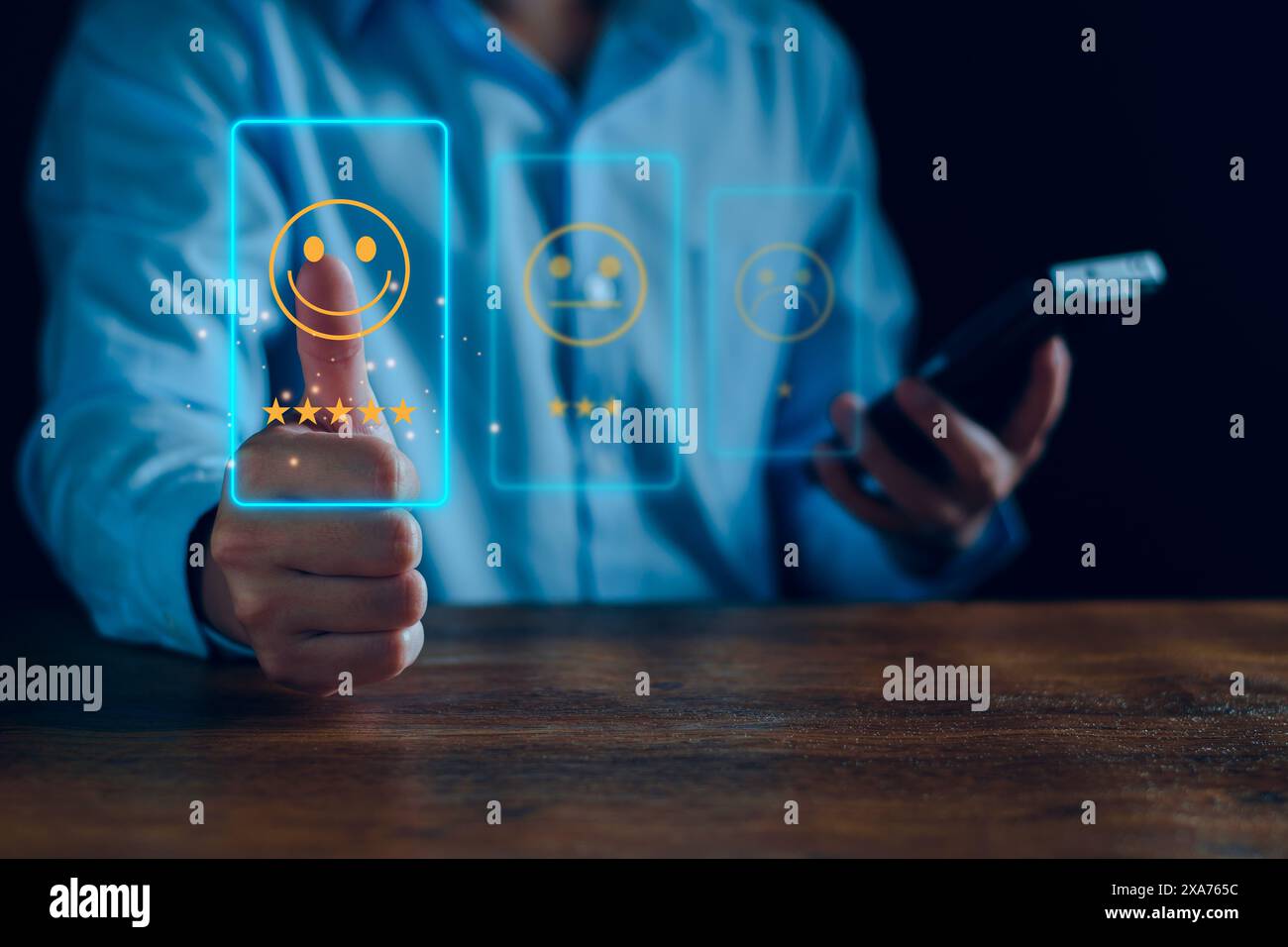 Customer service and Satisfaction ,business man giving Feedback ...