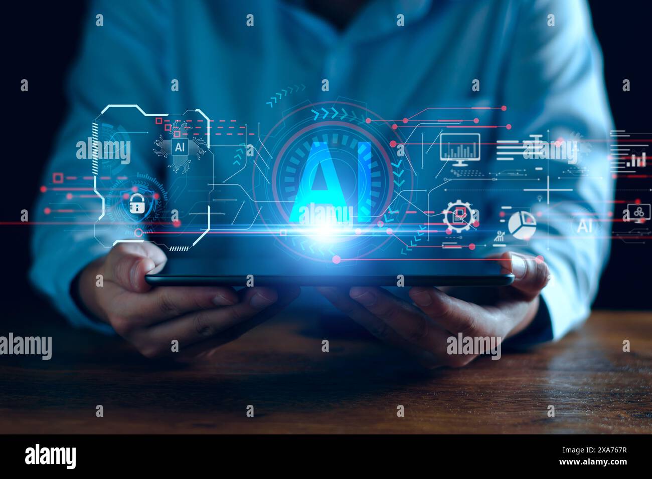 Development of artificial intelligence, AI. business people experience ...