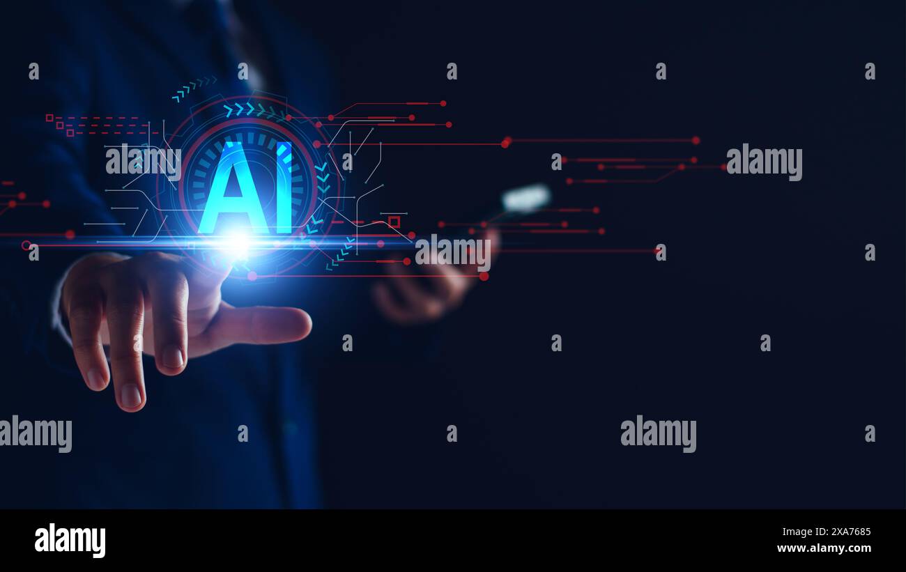 Development of artificial intelligence, AI. business people experience brain function ...